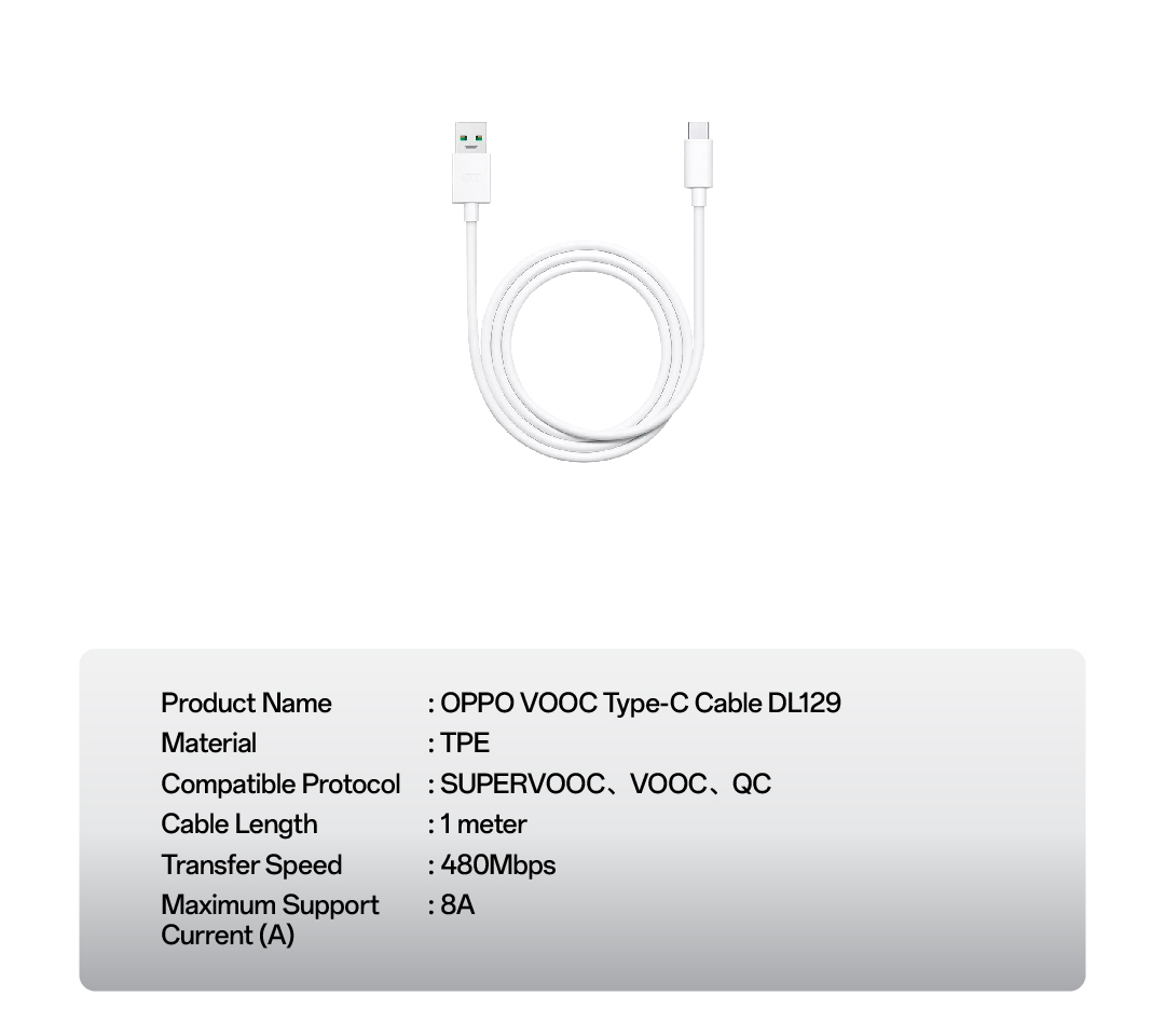 OPPO DL129 SUPERVOOC Type-C Cable (Fast Charge) | Shopee Malaysia