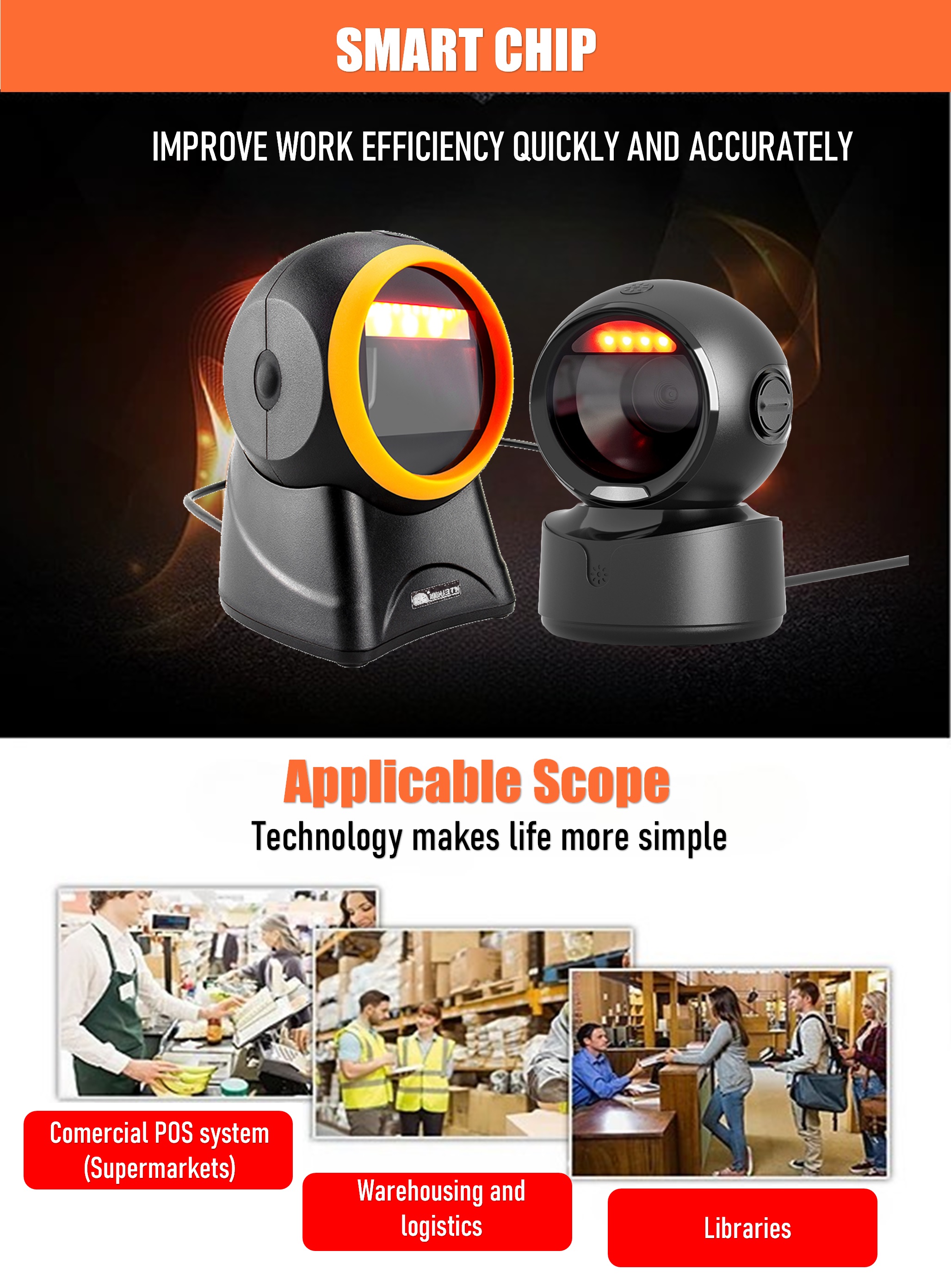 NETUM NT-2050 Netumm A1 1D 2D QR Omnidirectional Barcode Scanner E-wallet POS System CCD Flatbed ...