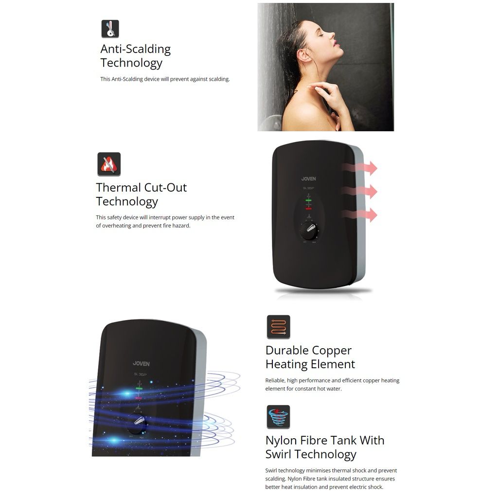 JOVEN SL30iP Instant Water Heater / Home Shower with DC INVERTER PUMP ...