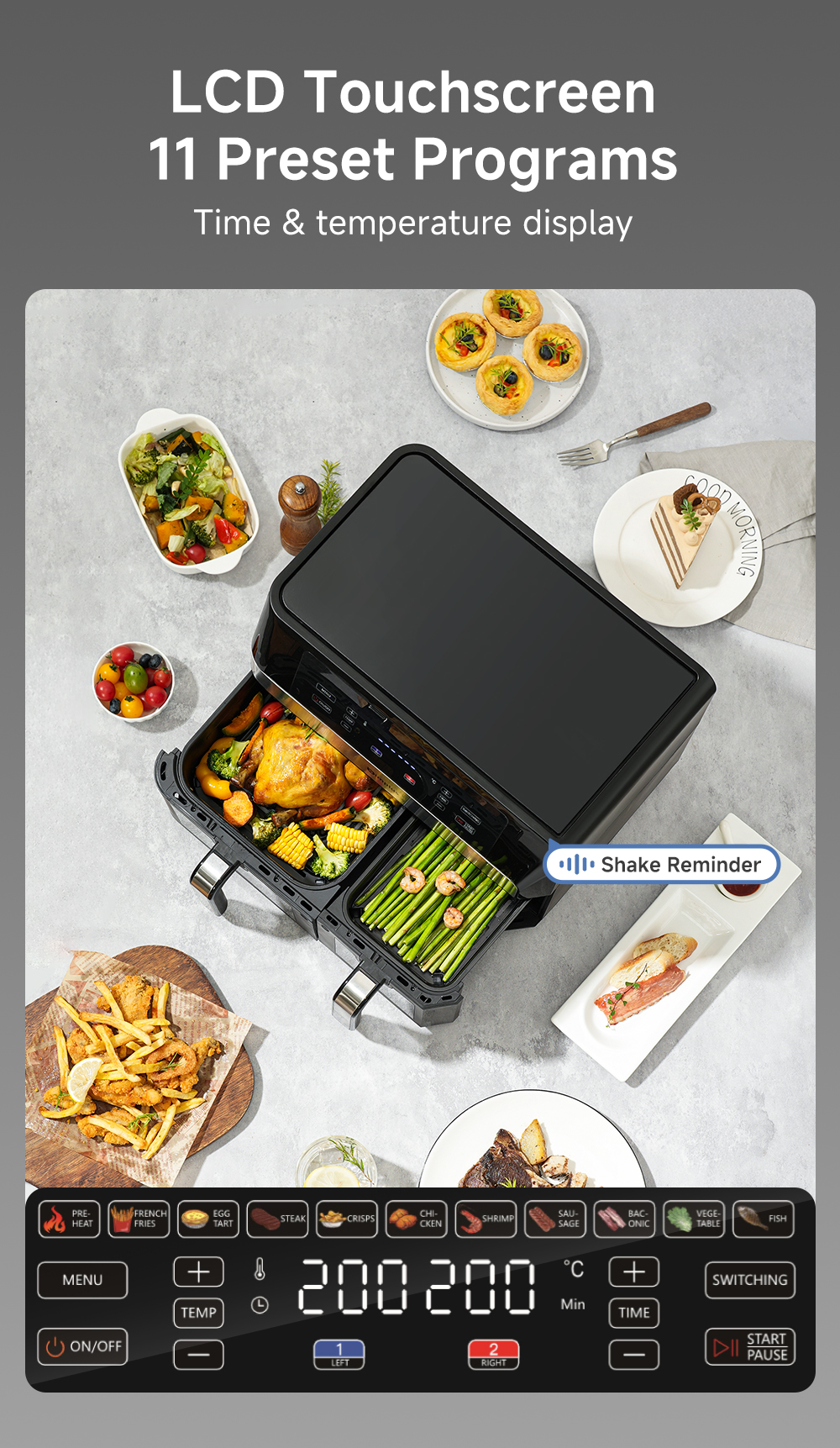 Simplus Air Fryer | 2800W丨Dual Baskets | 10L Ultra Large Capacity | LCD ...