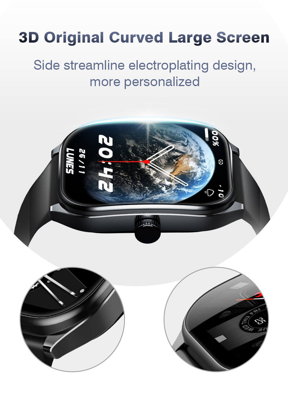 Aolon Curve Jam Smart Watch Man Women Curved IP68Waterproof Message ...