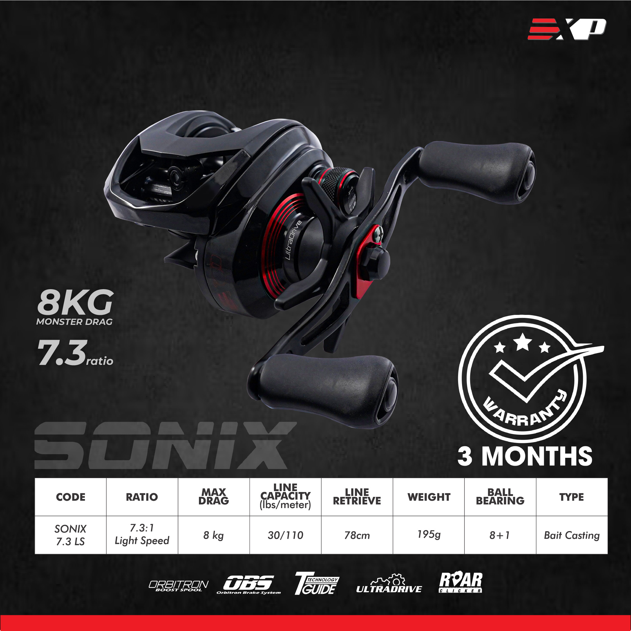 EXP SONIX REEL SN150/151LS bc baitcasting SW Casting Right/Left Hand ...