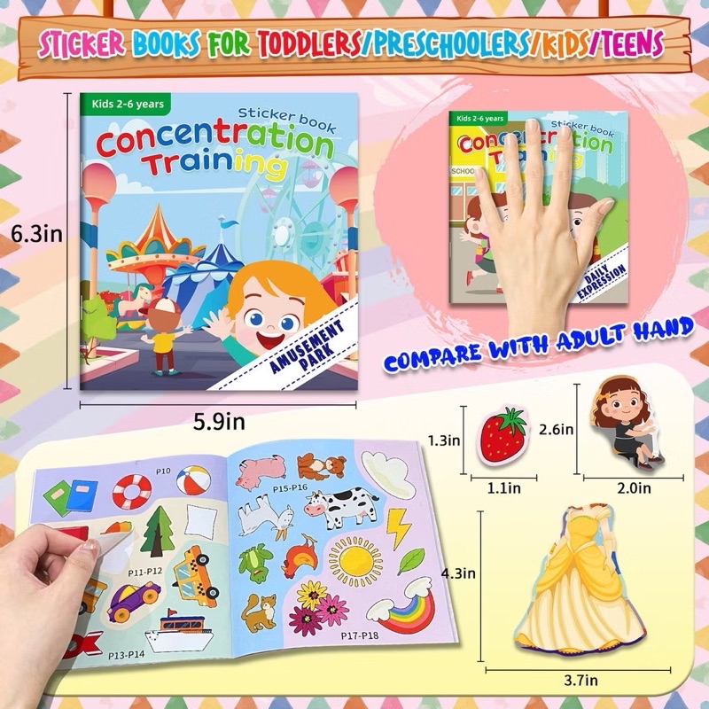 20books 1set Concentration Training Sticker Book Toddler Kids Preschool ...