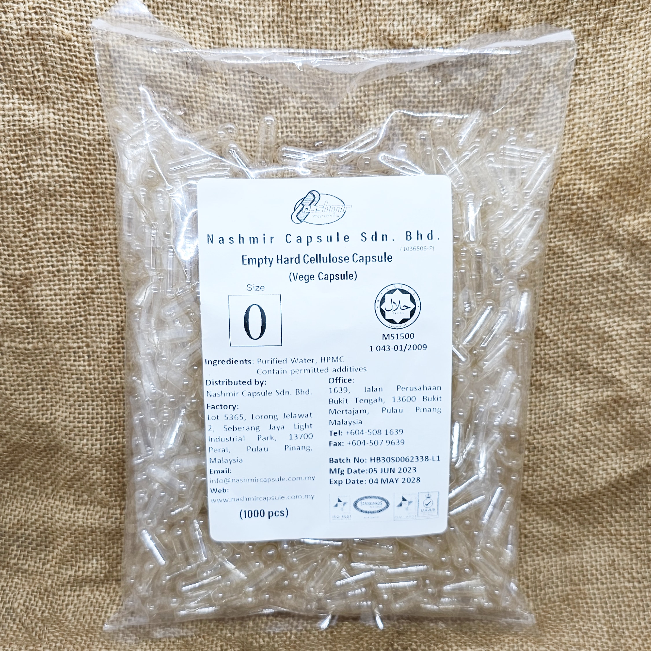 NASHMIR Vegetable Empty Capsule Size 1 & 0 (1000pcs) / Kapsul Kosong ...