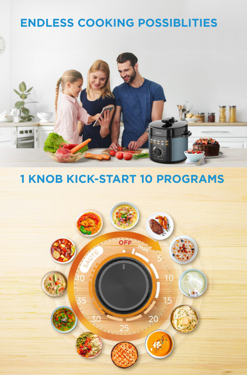 Midea MY-CH501W 5.0L Pressure Cooker With 10 Preset Menus | Shopee Malaysia