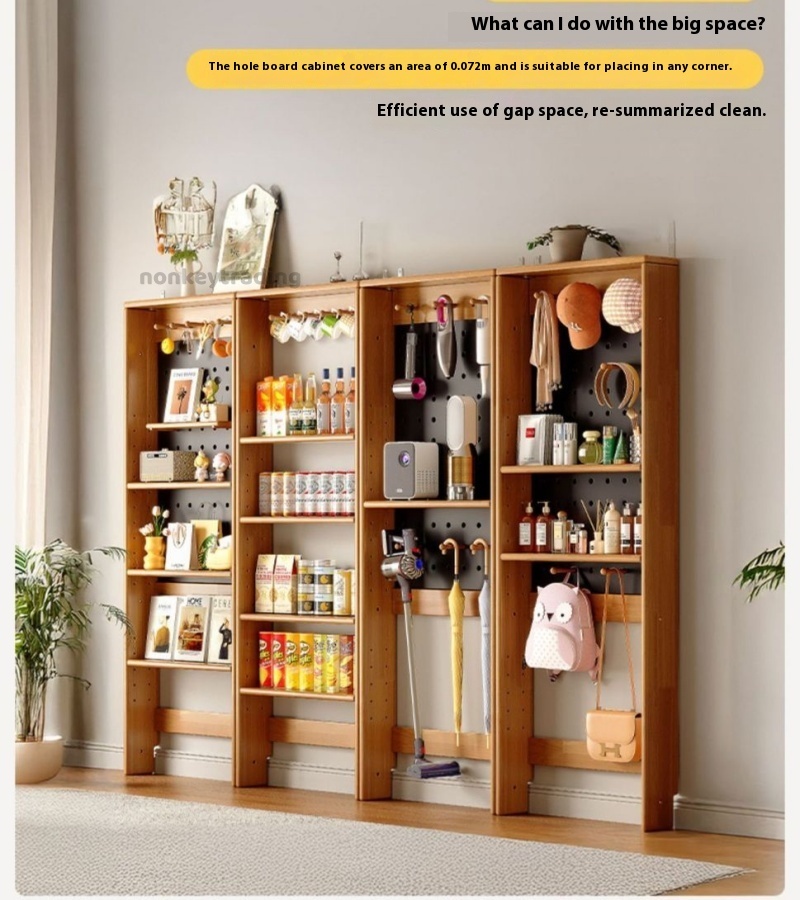 Solid Wood Pegboard Ultra-Thin Rack Multi-Functional Gap Storage Rack ...