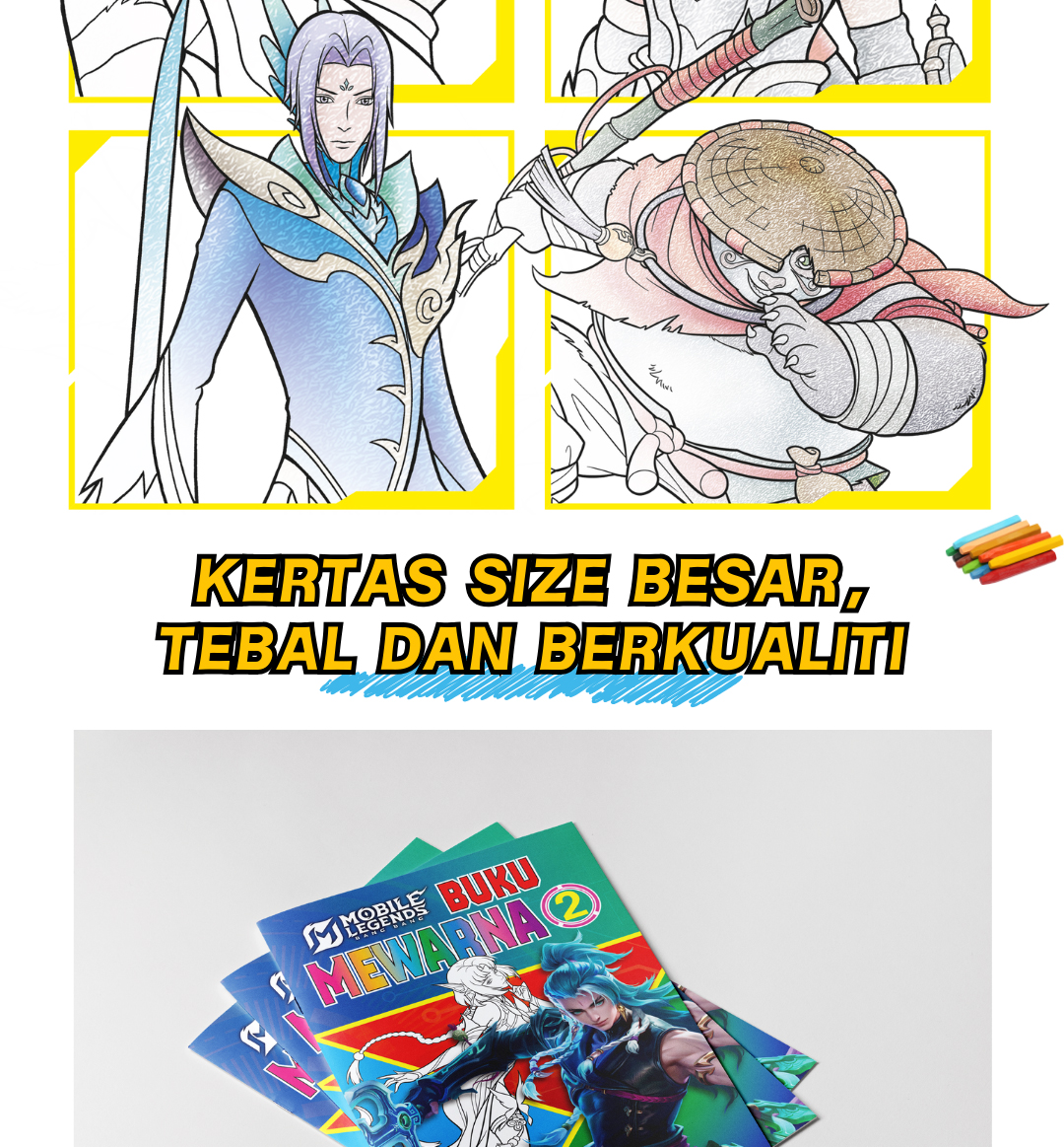 Buku Mewarna MLBB Buku 2 Colouring Book Mobile Legends:Bang Bang Buku ...