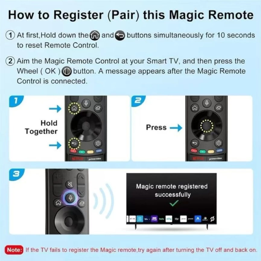 LG 4K QLED UHD Smart Google TV Magic Remote Control MR21GA MR22GA ...