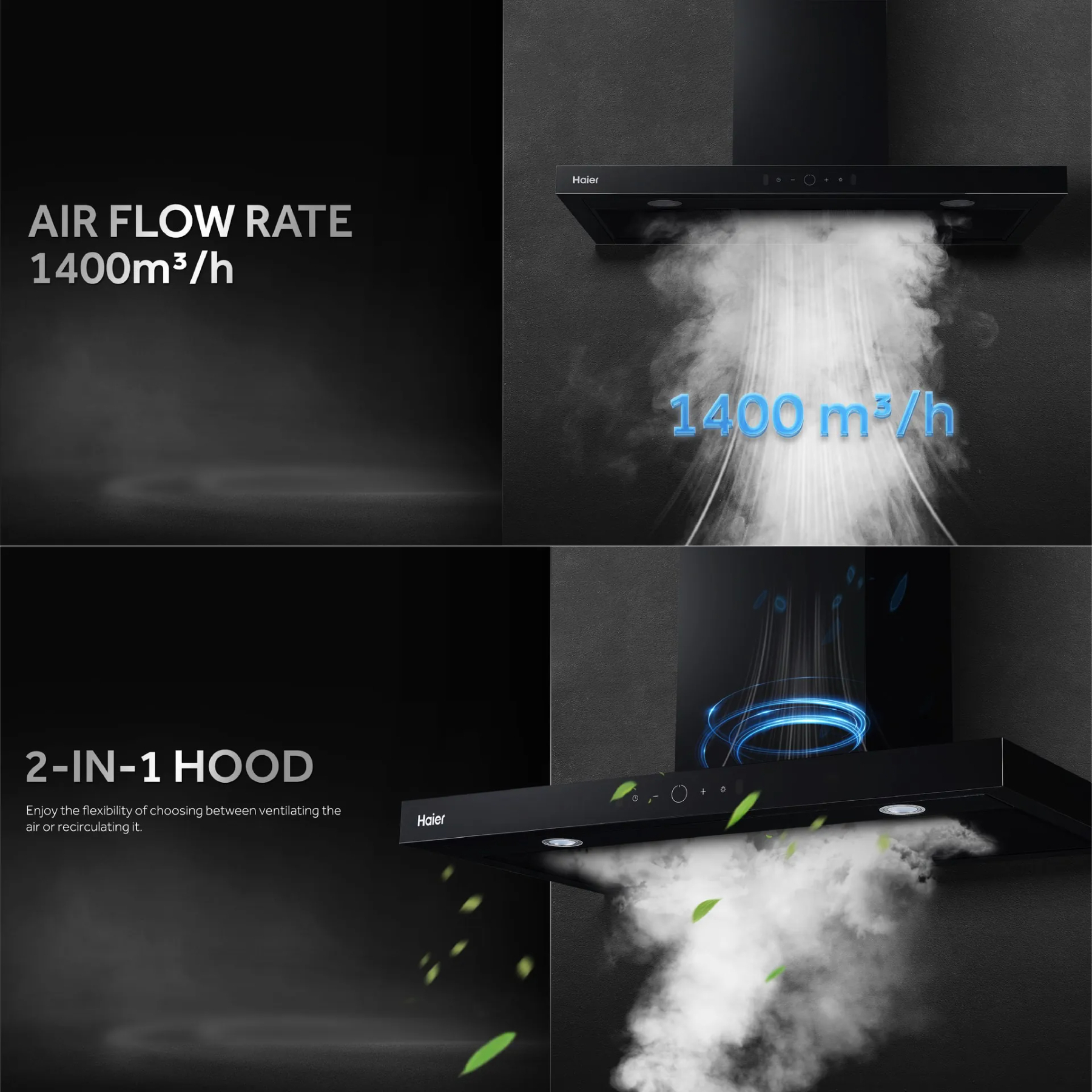 Haier 90cm Inverter Motor Ventilation Hood | HH-T1902GBR (Chimney Hoods ...