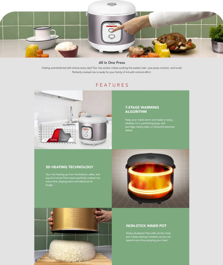 CUCKOO Raya Set - Rice Cooker CR-1005 + Color King Ceramic Bowl + Green ...