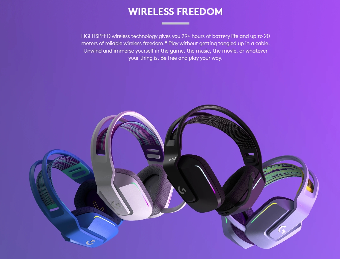LOGITECH G733 WIRELESS RGB GAMING HEADSET WITH BLUE VOICE FILTER ...