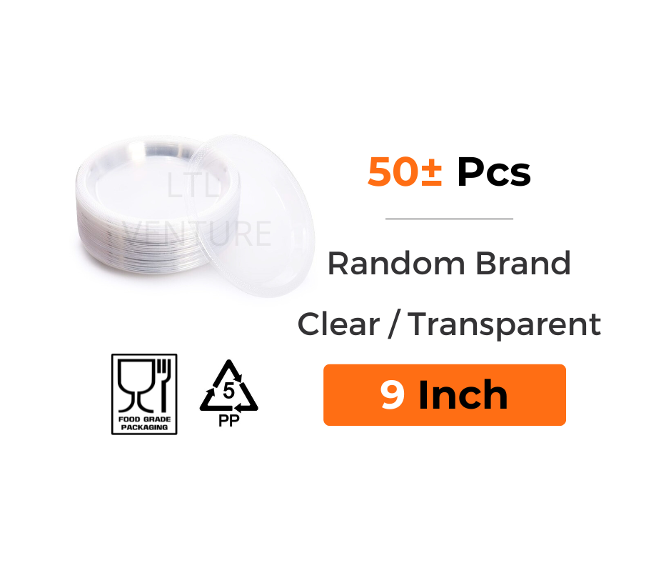 (50Pcs) 7/9/10" Inch PP Plate Clear/Disposable Plastic Plate ...