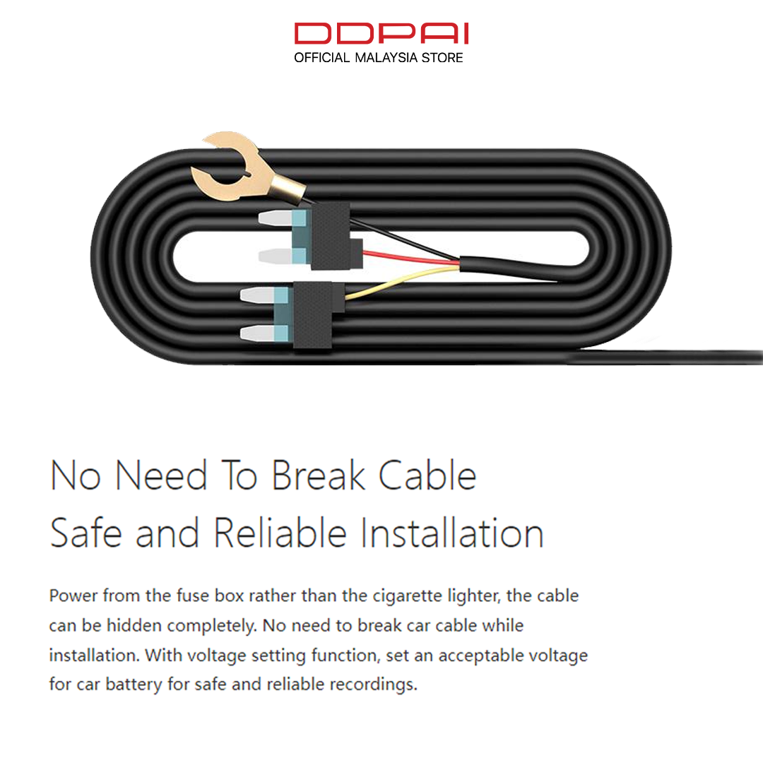 DDPAI Type-C Fuse Hardwire Kit for 24 Hours Parking Monitoring | Shopee ...