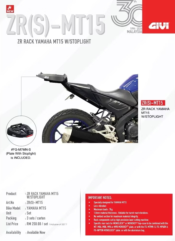 Yamaha MT15 Monorack ZR(S)-MT15 | Shopee Malaysia