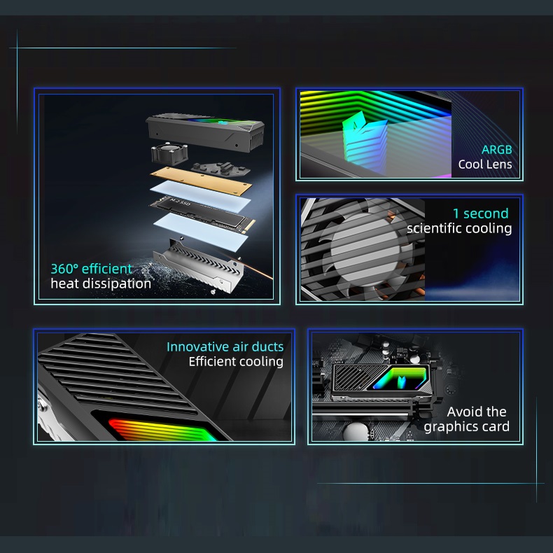 Coolmoon CM-M2F (FAN) M.2-2280 SSD High-Performance Cooling Heatsink ...