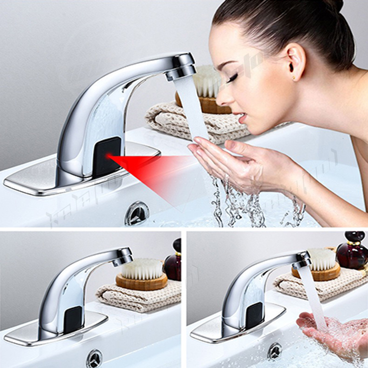 Automatic Sink Sensor Tap Hands Free Infrared Water Bathroom Basin ...