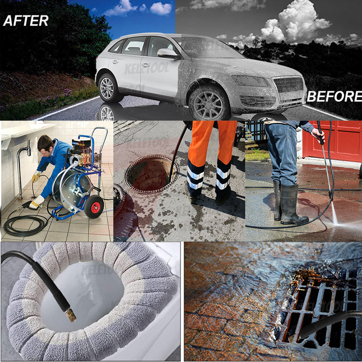 6in1 sewer jetter kit Sewer water jet hose pressure jet cleaner pipe ...