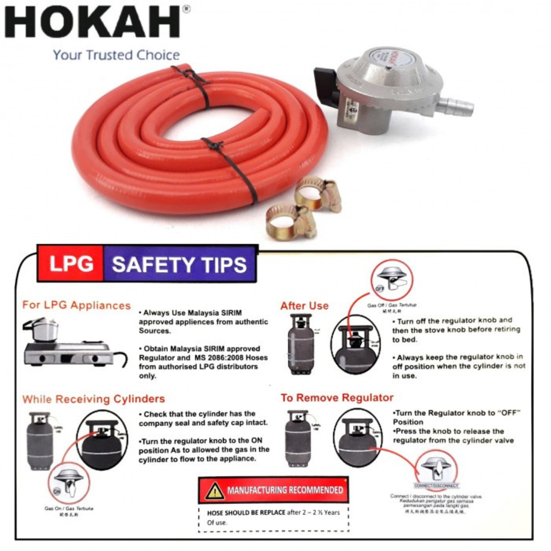 Hokah Safety Gas Regulator Terbal Kepala Gas dan Clips Dapur Stove SA ...