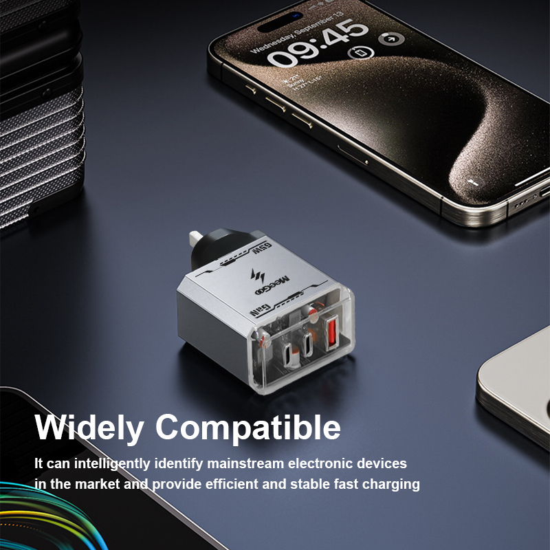 MeeGoo 65W GaN Charger UK Plug A+2C Ports QC3.0 Fast Charging Adapter ...
