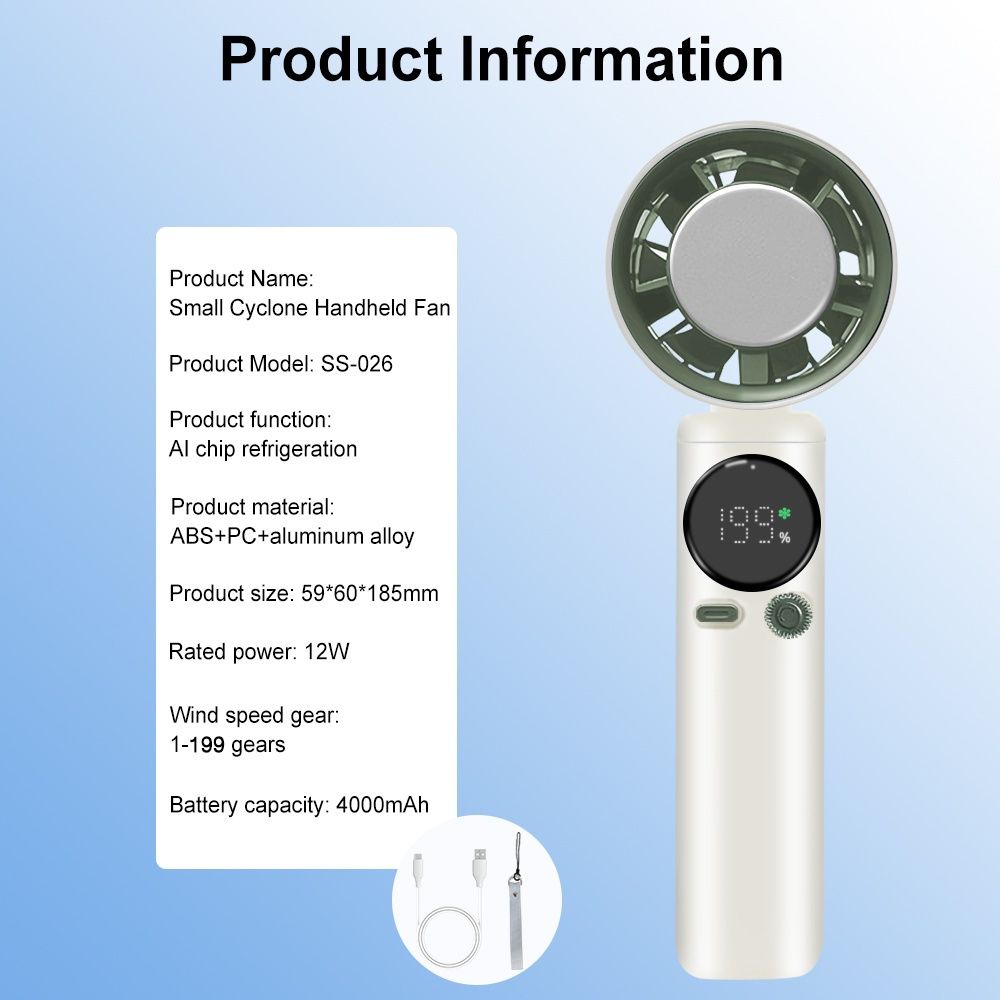 SIMMO Handheld Fan Kipas 199 Gear Adjustment Wind Cooler 4000mAh ...