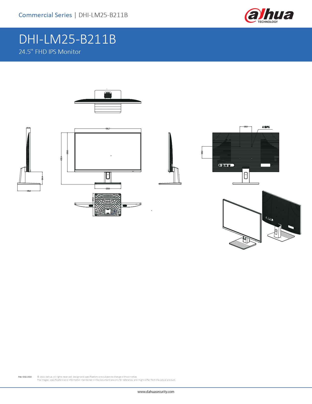 DAHUA LM25-B211B (120HZ) / LM25-B221B (144Hz)24.5" FHD MONITOR ( 24.5" IPS FHD / 1MS / HD MI ...