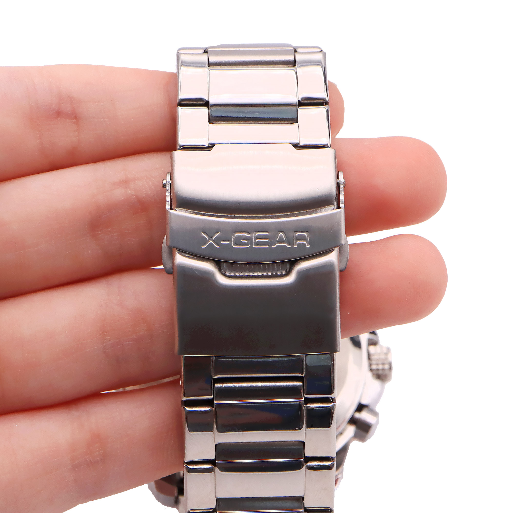 X-GEAR Watch ORIGINAL 50m Waterproof Stainless Steel Chain Strap Dual ...