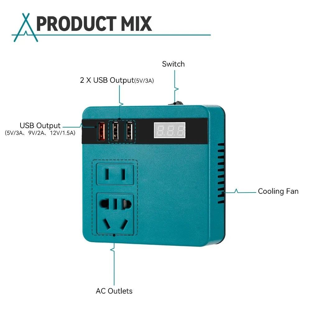 COD Power Converter Penukar DC 21V to 220V Car Power Inverter Power ...