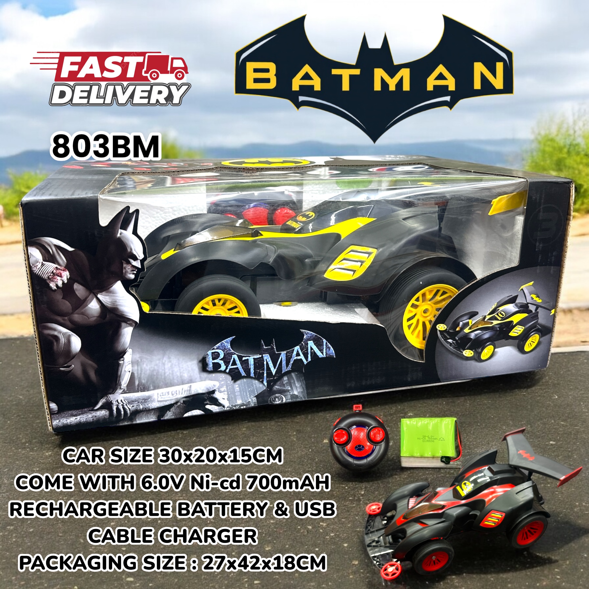 RC CAR BATMAN REMOTE CONTROL RECHARGEABLE BOY TOYS VEHICLE BEST GIFT ...