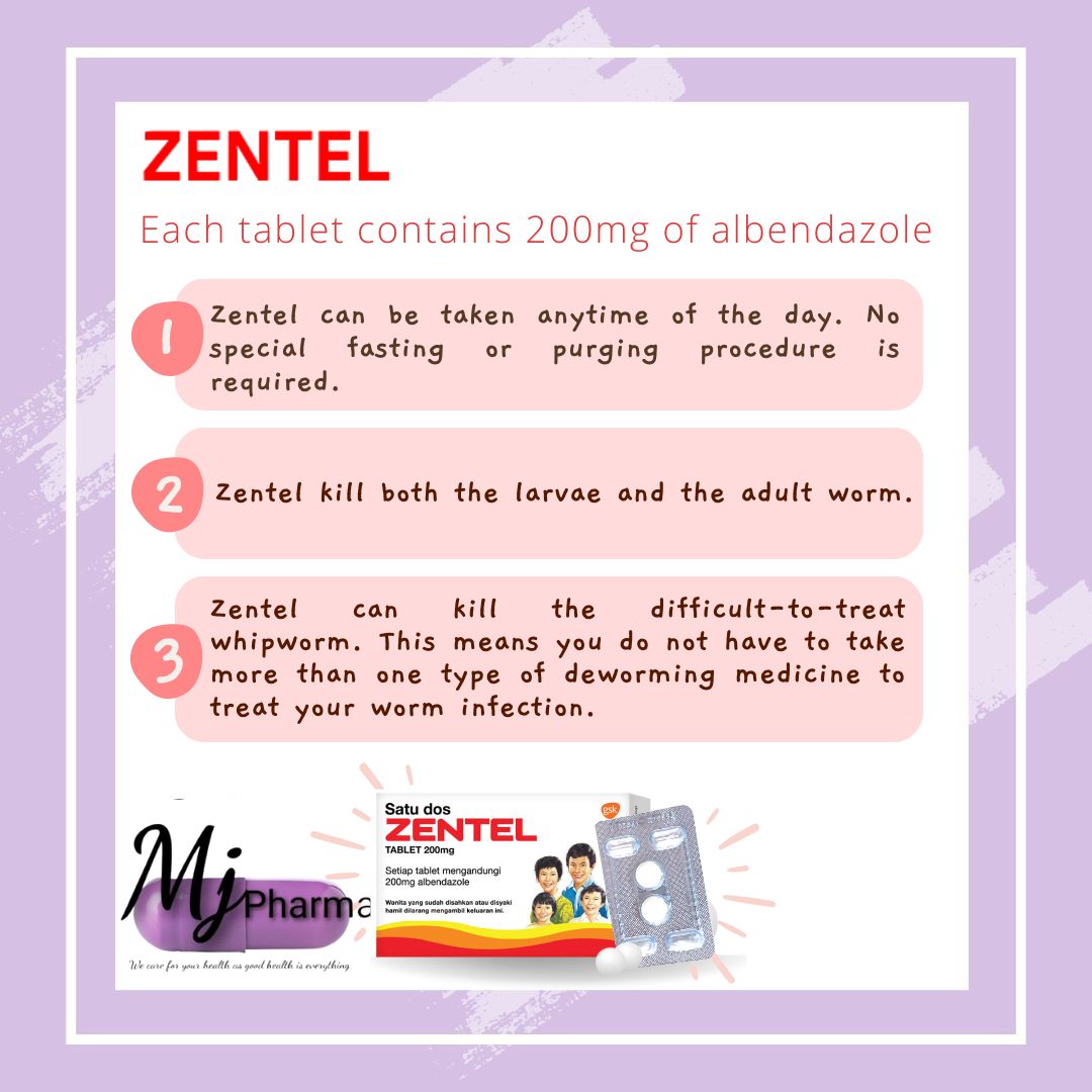 ZENTEL Tablet 200mg albendazole per tablet kill worm ubat cacing ...