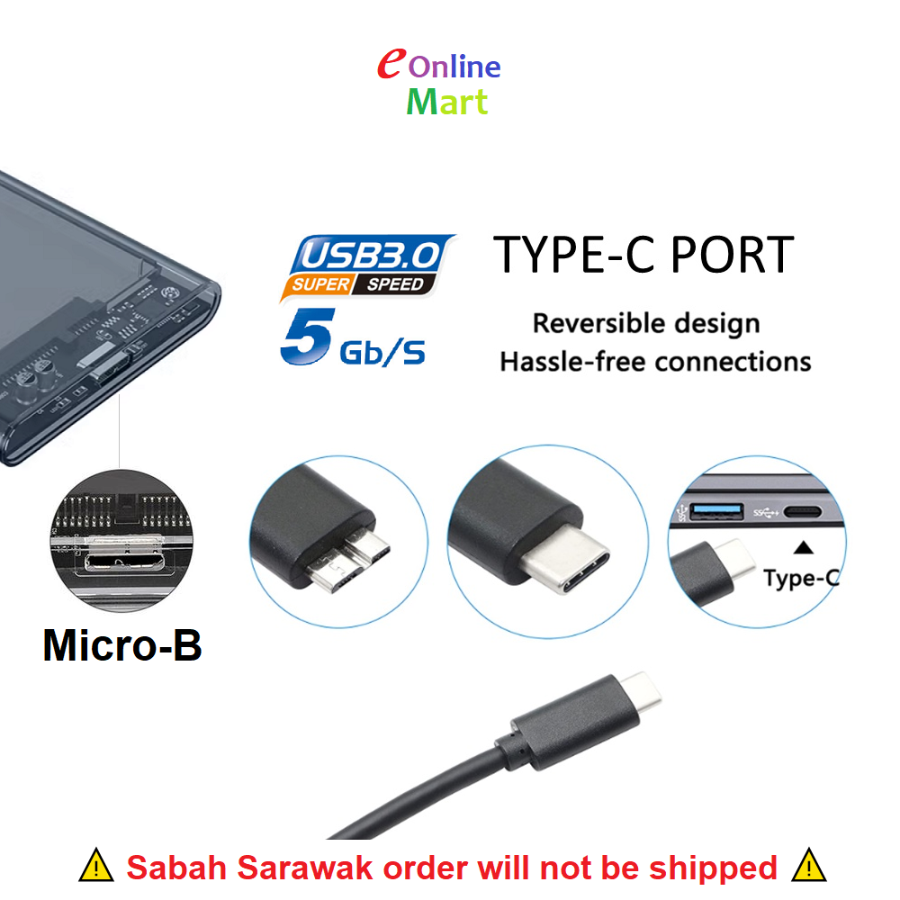 USB 3.0 External Hard Disk Cable (Micro-B to Type-C, Micro-B to USB-C ...