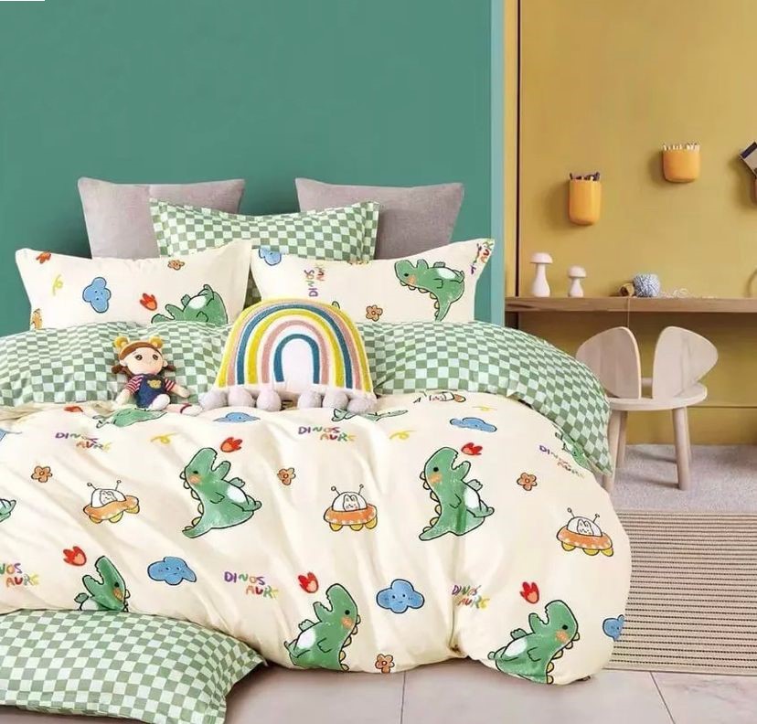 Cadar Kartun Queen King 7 in 1 Dinosaur Panda Bear Cartoon Bedsheet ...