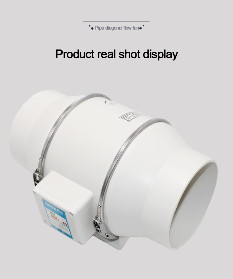 Exhaust Fan 4/5/6/8 inch Diagonal Flow Pressurized Duct Fan Inline Fan ...