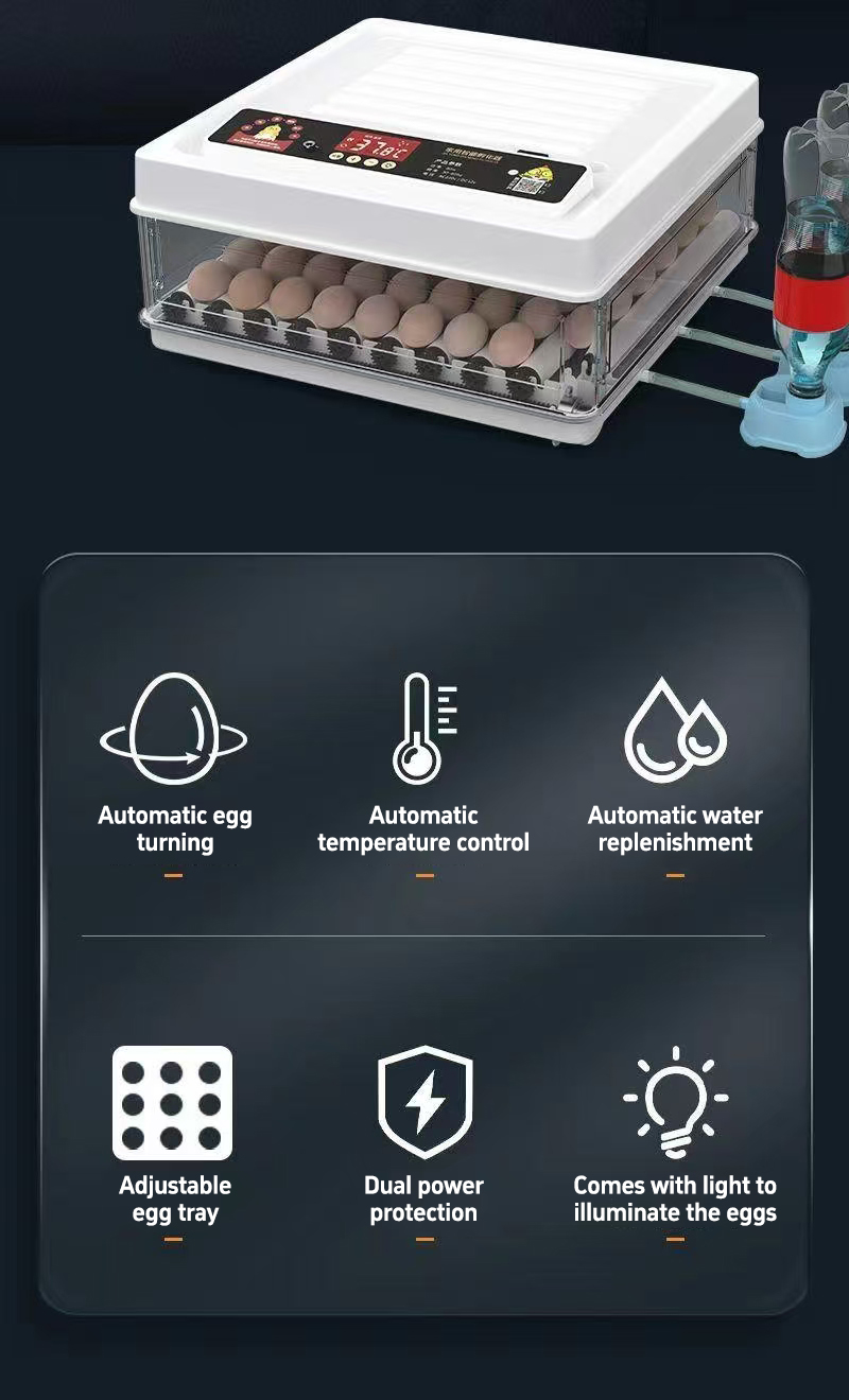 12/24/48/64/130 Eggs Automatic Incubator Thermostatic Chicken Hatching ...