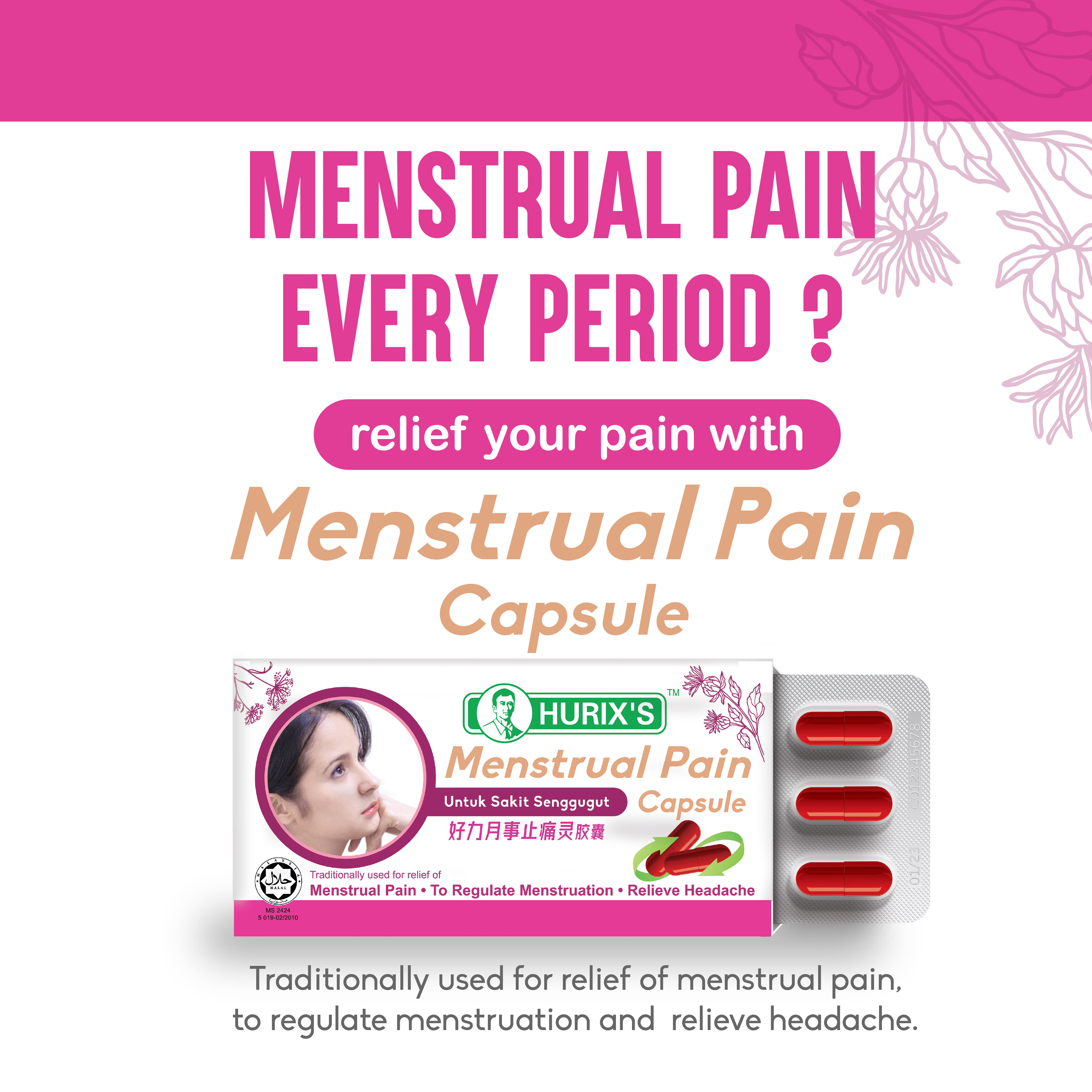 HURIX'S Menstrual Pain Capsule (9's) - Kapsul utk Sakit Senggugut ...