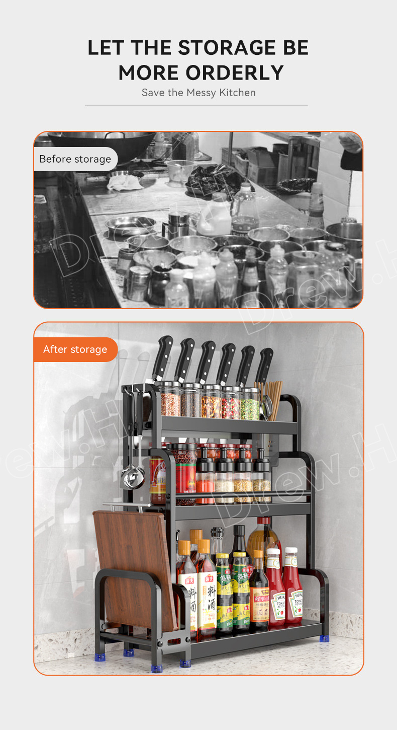 【Ready stock】2/3 layer Spice Rack Kitchen Stainless Steel Seasoning ...