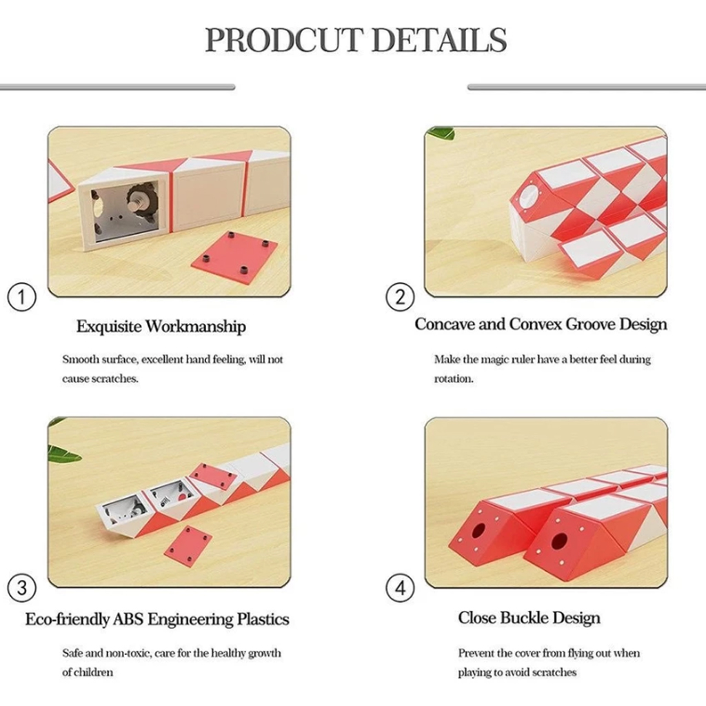 24 Blocks Kids Snake Magic Cube Twist Jigsaw Puzzle Speed Magic Snake ...