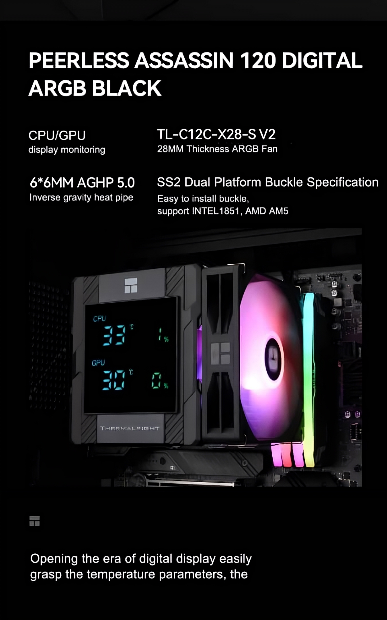 THERMALRIGHT PA120 DIGITAL PEERLESS ASSASSIN 120 BLACK | WHITE CPU ...