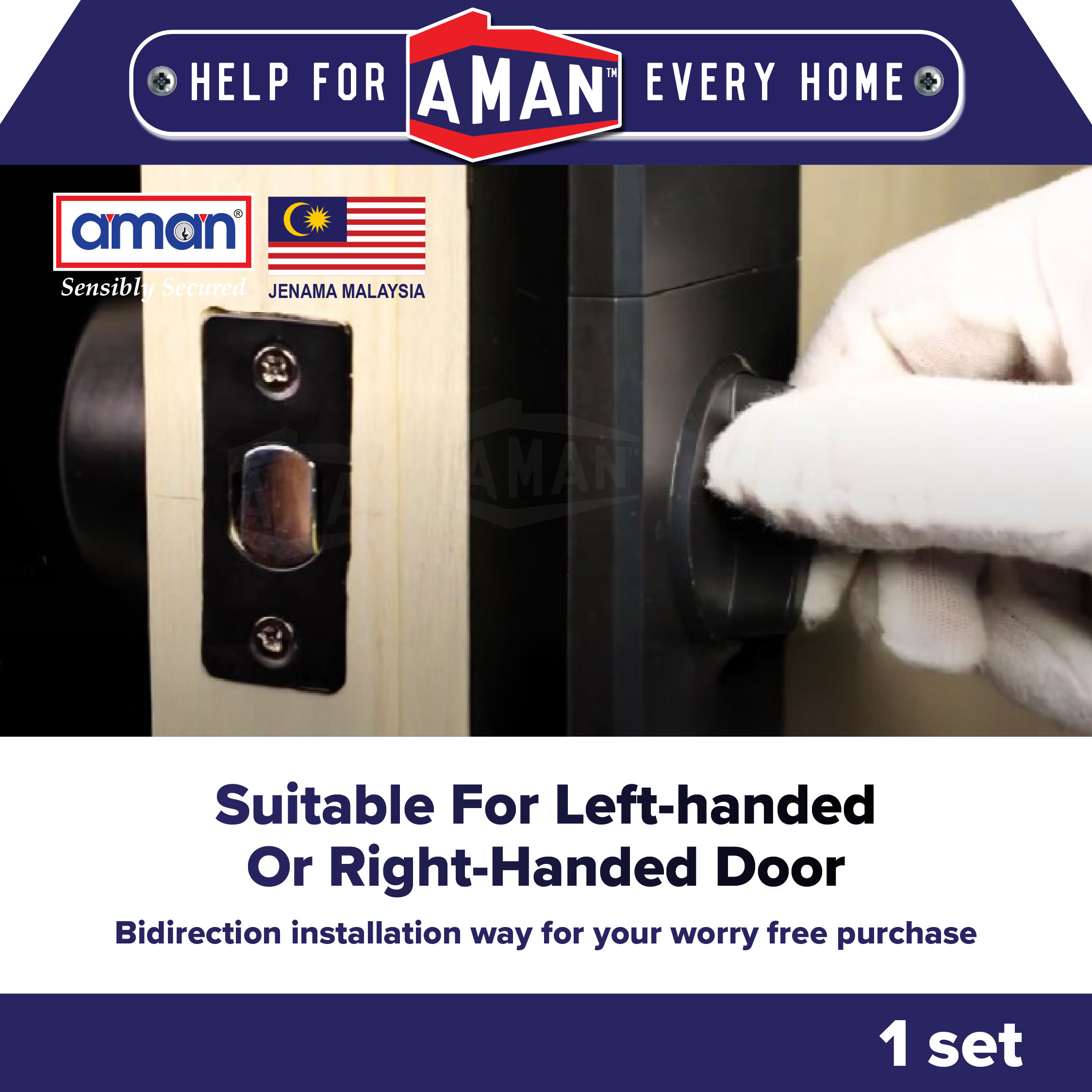 AMAN Biometric Lever Lock Set Fingerprint Smart Door Lock Set Thumprint ...