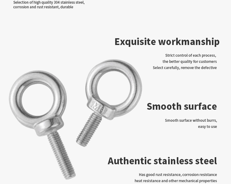 304 Stainless Steel eye bolts lengthened eye screw ring lifting eye ...