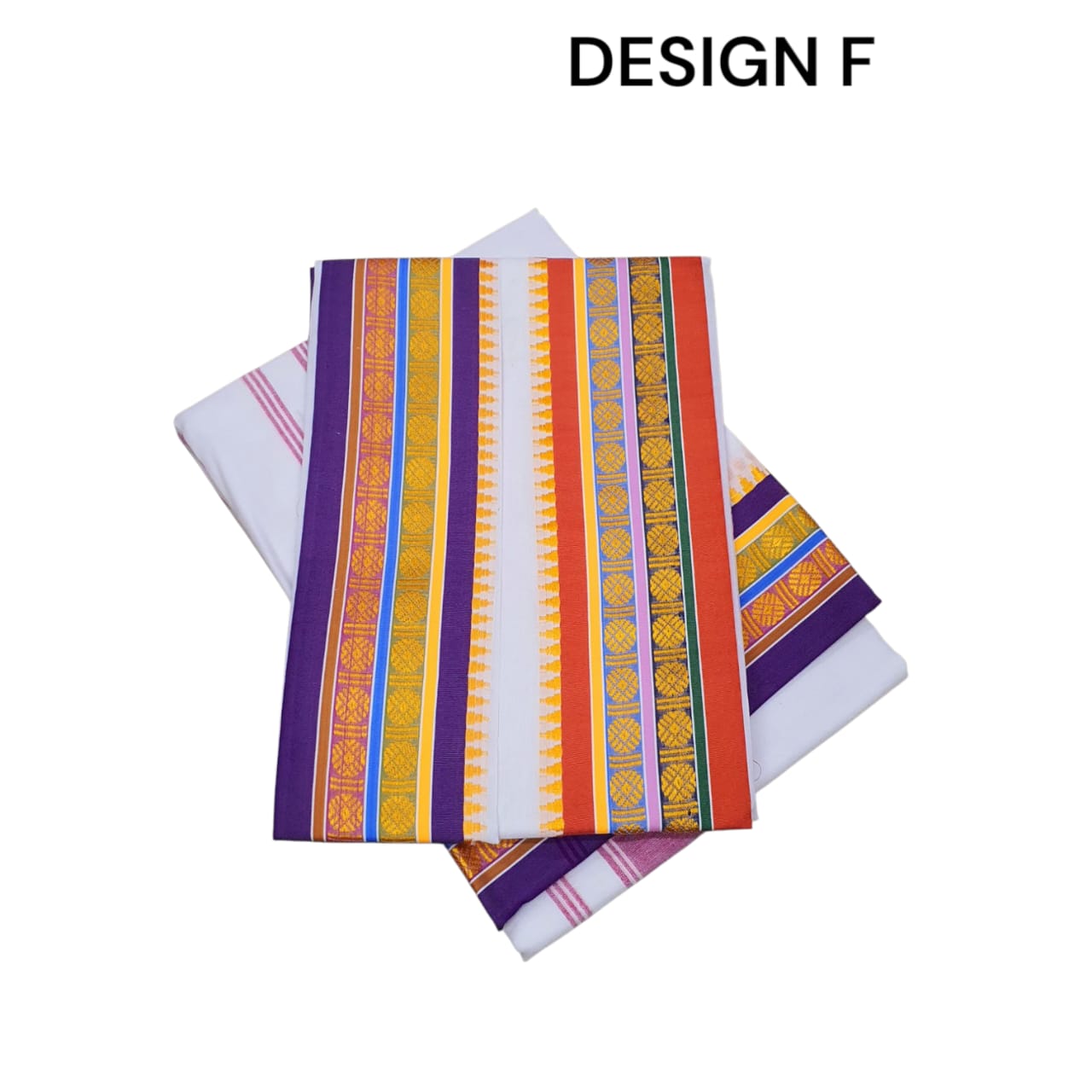8x4 Nagpuri Special Cotton Veshti/Dhoti Thundu Set with Big Design ...