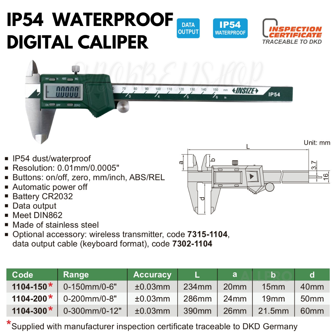 INSIZE Digital Caliper /IP54/IP67 Waterproof / Dial Caliper / Vernier ...