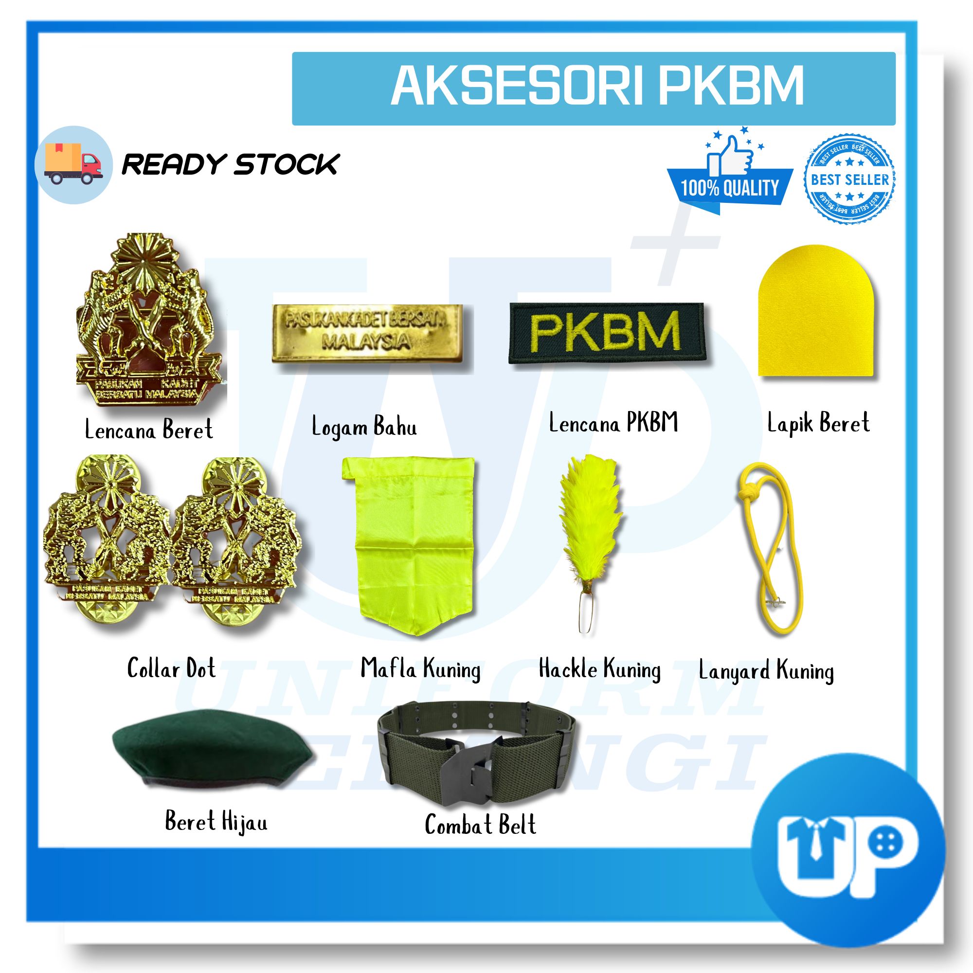 Aksesori Kadet PKBM Darat Lencana Beret/ Logam Bahu/ Kolar Dot/ Mafla ...