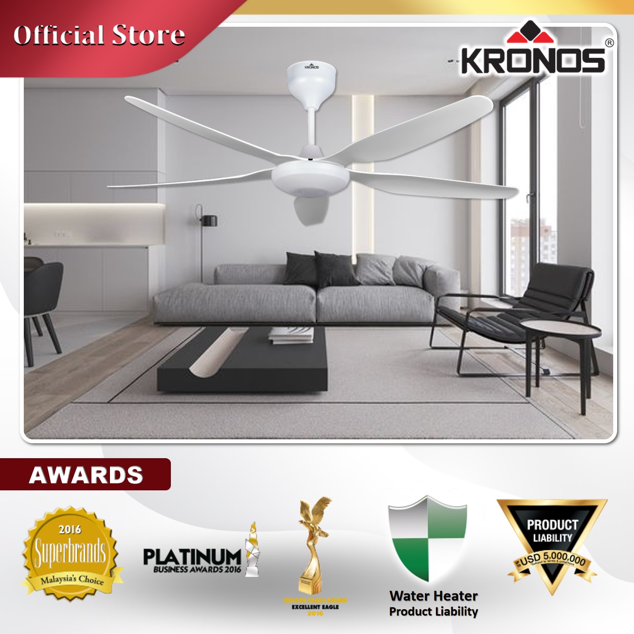 DEKA KRONOS K6DC 56" 40" 5 Blades DC Motor 24 Speed + Reverse with ...