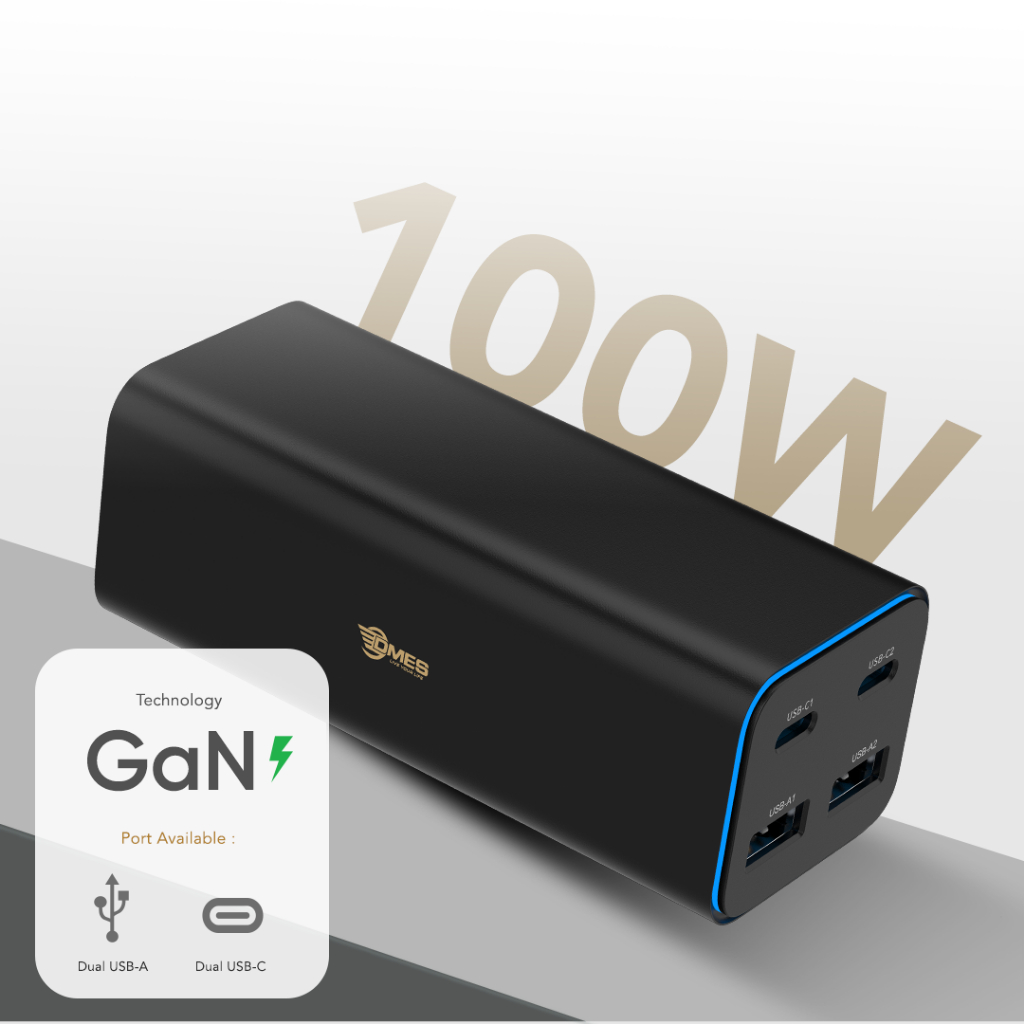 Dmes DA10 100W GaN Fast Charger USB C USB A 4 Port PD QC Compact Adapter for Laptop Phone Travel ...