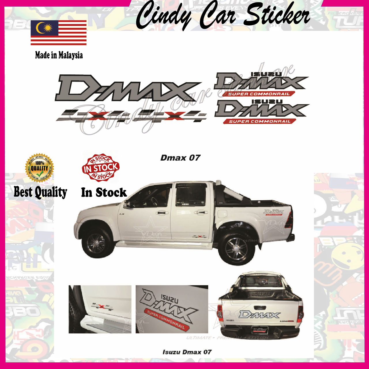 ISUZU D-MAX 4x4 Full Car Sticker Set | Side Front Rear Body Decal for ...