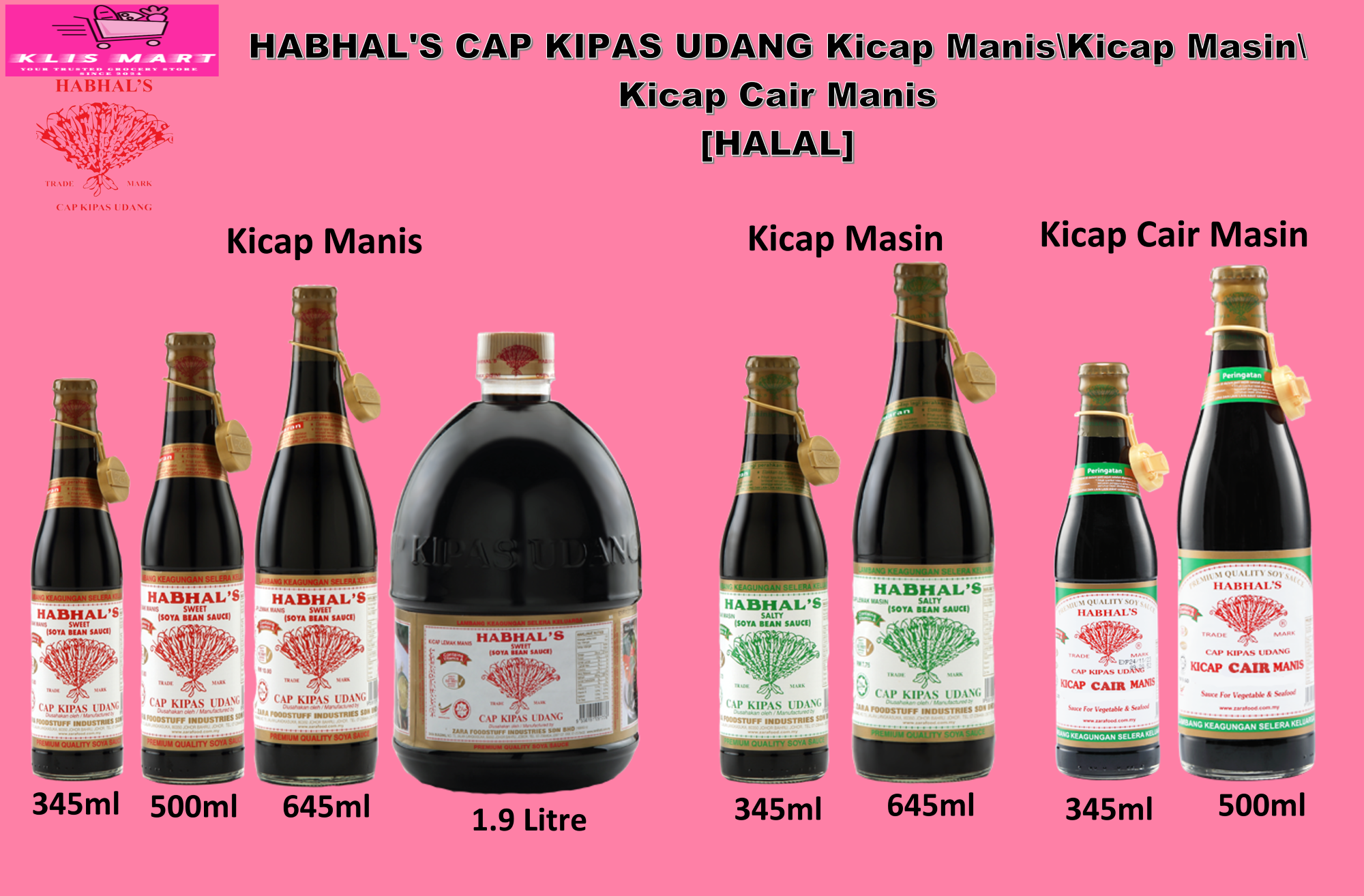 HABHAL'S CAP KIPAS UDANG Kicap Cair Manis\ Kicap Manis\ Kicap Masin ...