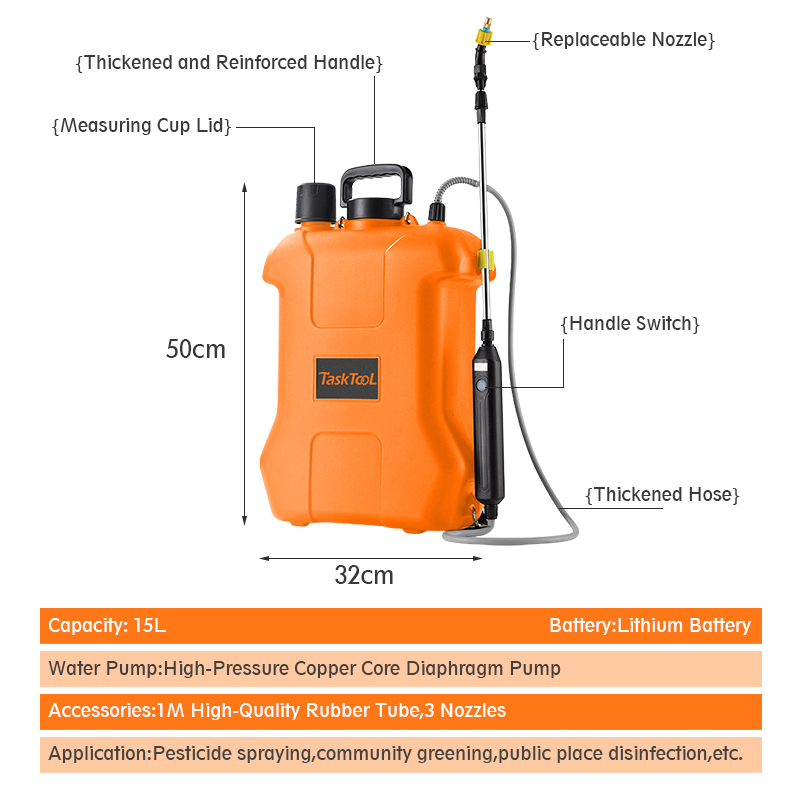TASKTOOL 20L/15L Knapsack Sprayer Pum Battery Pump Portable Gardening ...