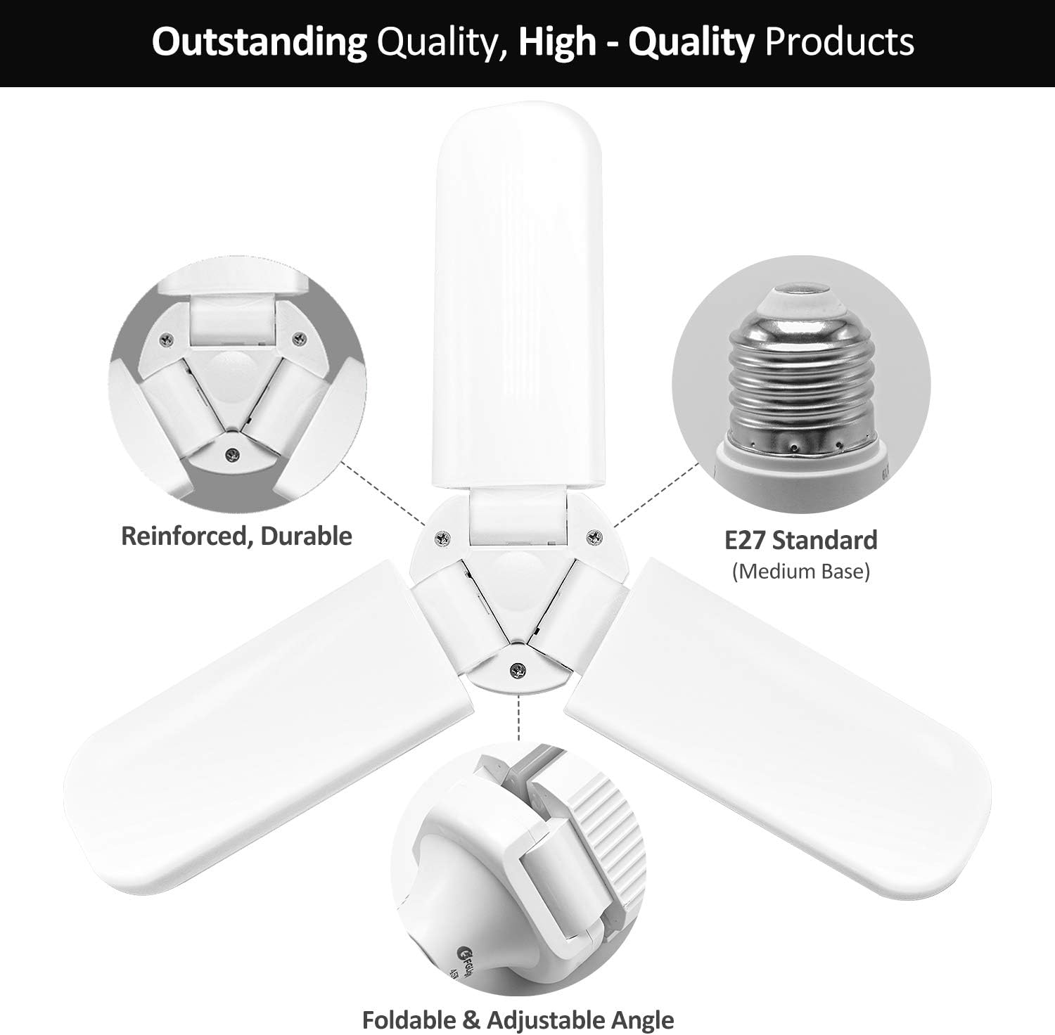 Three Leaf LED Light Foldable Deformable Garage Ceiling Light Bulb Top ...