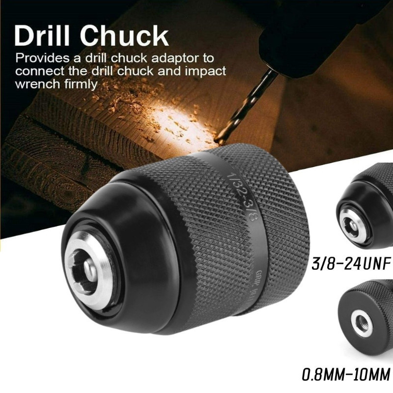 3/8UNF 0.8-10mm Keyless Drill Chuck Head for Hand Electric Cordless ...