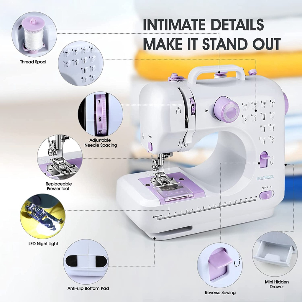 Mini Electric Sewing Machine 505A Pro Upgraded Multifunction Portable ...